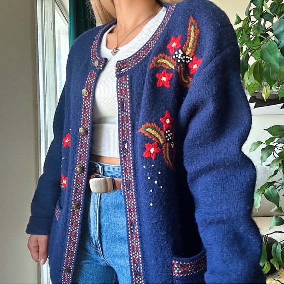 Vintage | Sweaters | 8s Maximalist Cabincore Kidcore Whimsical Floral ...